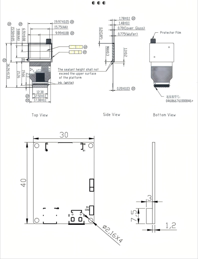 Micro OLED display pin definition diagram