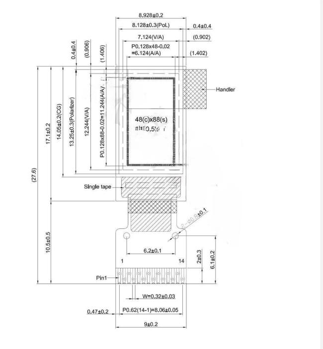 PMOLED display pin definition diagram