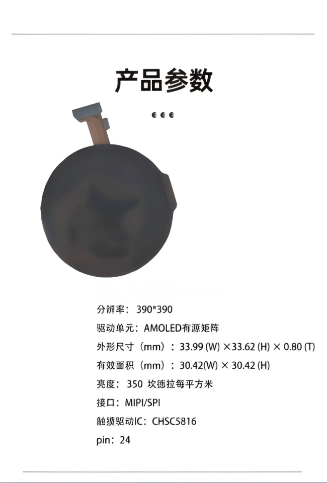 1.2-inch AMOLED display specifications