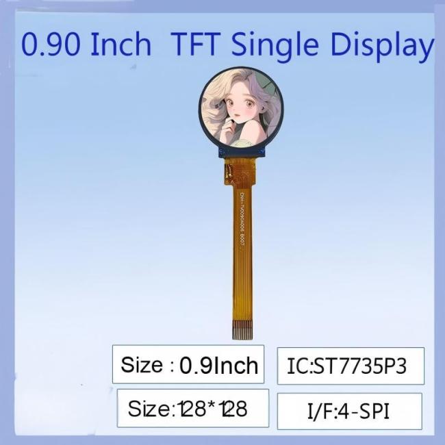 0.9-inch TFT LCD display front view