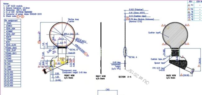 1.39 inch AMOLED display dimensions