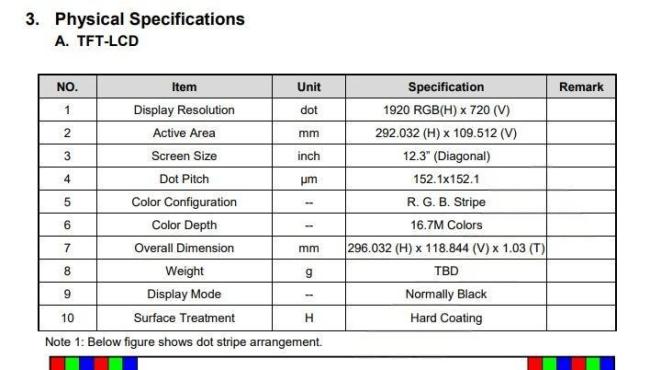12.3 inch car bar display technical drawing