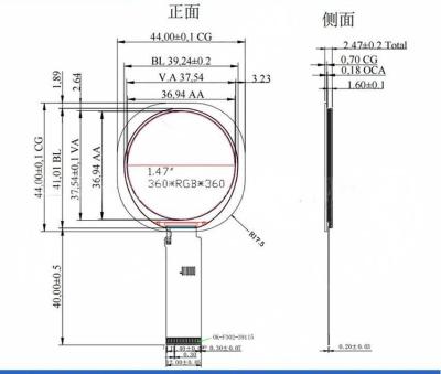 China 1.47 inch round TFT display   360*360  dots MIPI/QSPI/8BIT/SRGB interface driving IC ST77916 for sale