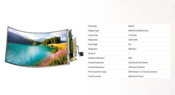 Quality 7.8 Inch Flexible Oled Touch Screen 1920*1440 MIPI With HDMI Board for sale