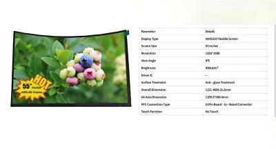 China 55 Inch Flexible AMOLED Display 1920x1080 MIPI 400cd/M² For Curved TVs for sale