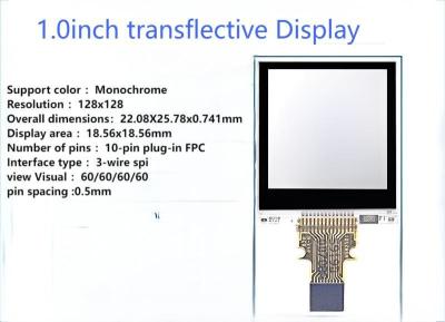 China 1.0 Inch Memory LCD Screen Reflective Semi Transparent 128*128 Resolution for sale