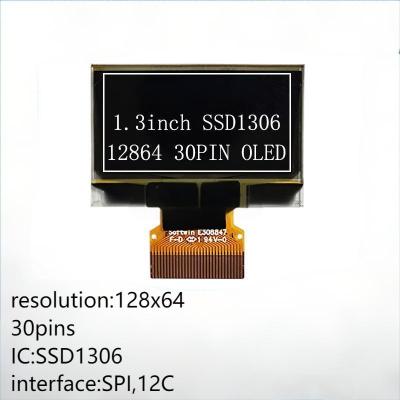 China 128*64 Display OLED de 1,3 polegadas Display PMOLED Monocromo SSD1306 Driver à venda