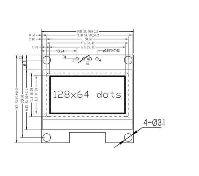 China 1.3 Inch Square Oled Display 128*64 Dots 4pins IIC Interface Driving IC CH1116 for sale