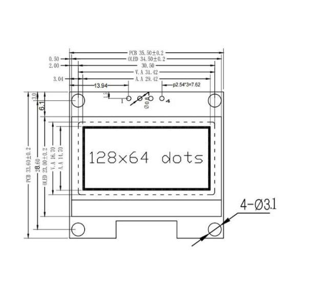 1.3 inch OLED display pin definition diagram