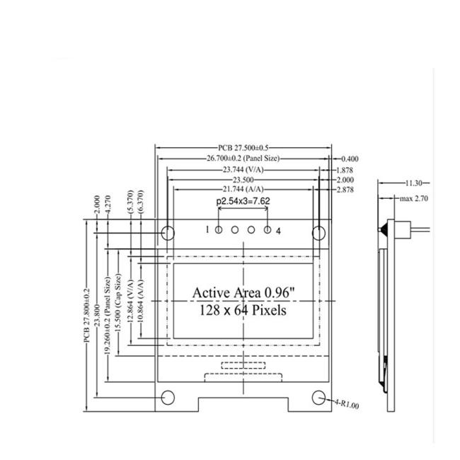 Pin definition diagram for 0.96 inch OLED display