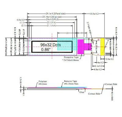 China 0.86 Inch Mini Oled Display 96*32 28 Pins I2C Interface Driving IC SSD1316Z2 for sale