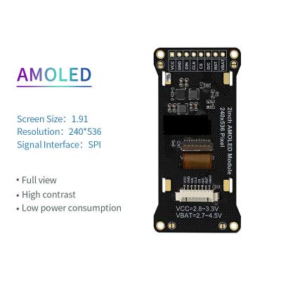 Китай 2-дюймовый AMOLED дисплей, модуль 240x536 точек, интерфейс SPI/QSPI, яркость 350 кд/м², драйвер IC RM67162 продается