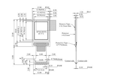 China 0.77  inch white  PMOLED display 128*64  dots 13PINS  SPI  interface driving IC SSD1312 for sale