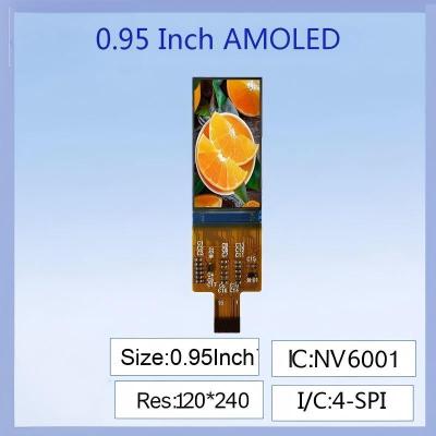 China 0.95-inch AMOLED display | Self-luminous color screen, 120×240 dot matrix, SH8501 driver, dedicated for smart wearables / DIY electronics, easy integration, low power consumption for sale