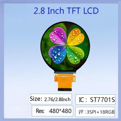 China 2.76-2.8 Inch Round IPS TFT LCD Display | 480×480 Pixels High-Res, ST7701S Driver Chip, 3SP Specification, Anti-Glare HD View for Industrial Control Panels & Mini Test Instruments for sale