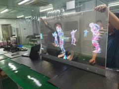55 Inch OLED Transparent Screen See Through Oled Display Floor Standing L Model