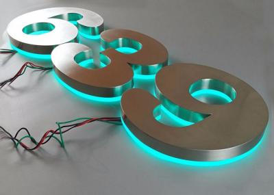 Cina Lettere del bordo del segno di incandescenza Backlit LED dell'acciaio inossidabile dell'oro per il logo del deposito in vendita