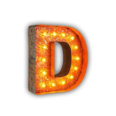 Cina Segno d'annata della lettera acceso LED «D» della tenda foranea della decorazione domestica a pile in vendita