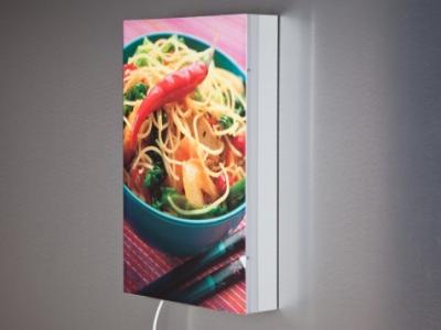 Cina singolo Frameless della scatola leggera del tessuto LED di 80MM parteggiato per l'esposizione del menu in vendita