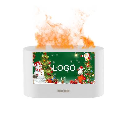 China Customize Logo Flame Aroma Diffuser Support Essential Oils Fire Flame Effect Led Light USB Air Humidifier for Christmas Gift for sale