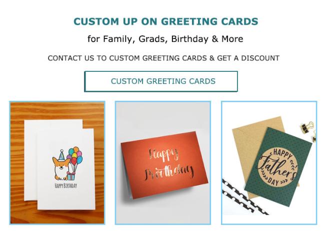 Custom holiday greeting card sample showing front design