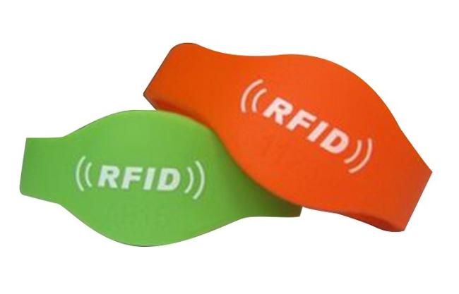 Close-up view of RFID wristband with logo printing