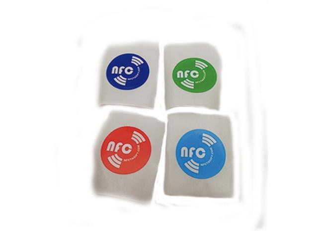 NFC Sticker close-up view showing chip and antenna design