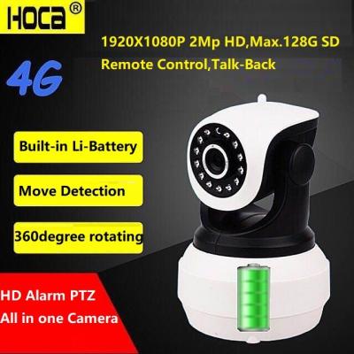 China 1080P indoor 4G WIFI IP IR 128G SD card Two ways audio PTZ camera with Rechargeable Li-battery for sale
