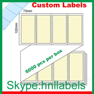 China Thermal Transfer Labels 102mmX73mm/1 Beige Trans Fanfold Perm, Perfs, 6,000 per box for sale