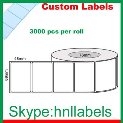 Chine Les labels thermiques 69mmX48mm/1 de transfert raffinent la constante blanche de petit pain de lustre, 3,000Lpr, noyau de 76mm à vendre