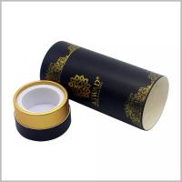 China Custom CMYK Black Paper Round Box Perfume Packaging with EVA Insert 500pcs MOQ for sale