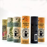 China Compostable Biodegradable Mini Lip Balm Tube 76mm Height 24mm Diameter 0.5oz Kraft Paper Can for sale