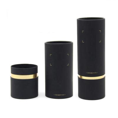 China Black Cardboard Perfume Tube Packaging Bronzing Round Container for Cosmetic Bottles for sale