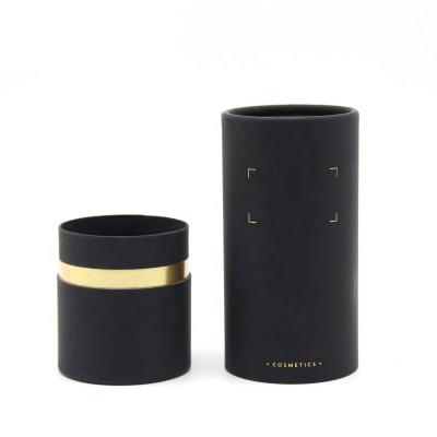 China Black Cardboard Perfume Tube Packaging Bronzing Round Container for Cosmetic Bottles for sale