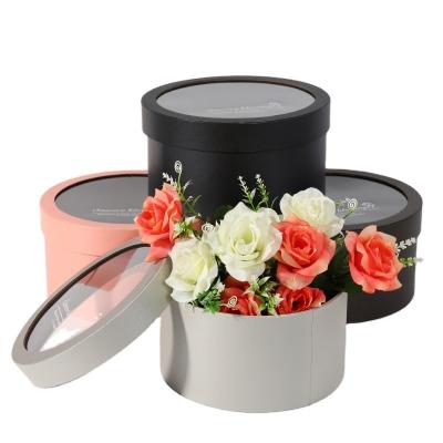 Cina Confezione di scatole di tubi per fiori Cilindro con finestra superiore rotonda Elegante confezione regalo in vendita