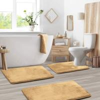 China Bathroom Rug Set Machine Washable Solid Rectangle Mats with PVC Non Slip Backing for sale
