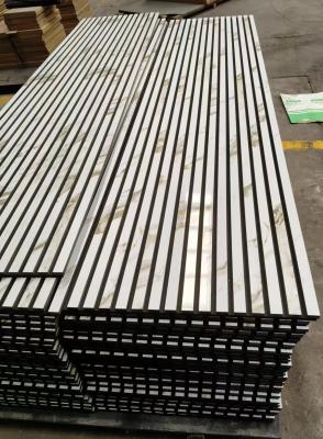 China Acoustic Slat Wood Wall Panels Grooved Wooden Acoustic Panels Marble Wall Panel Sound Proofing Panels for sale