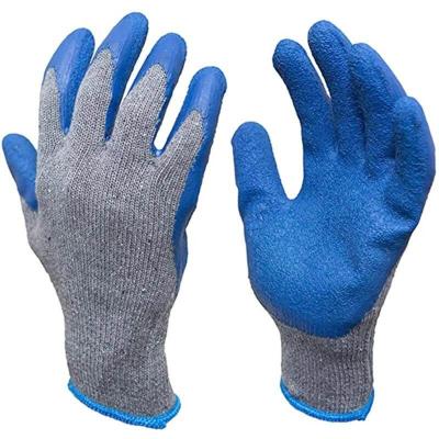 China 10Gauge 2Yarn Polycotton Liner Latex Crinkle Palm Coated Work Gloves Latex Coated Work Gloves Latex Dipped Gloves for sale
