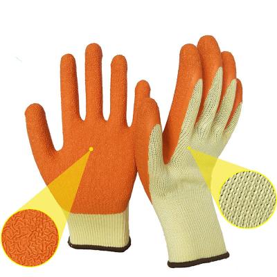 China 10Gauge 5Yarn(21S) Cotton Liner Crinkle Latex Palm Coated Gloves Latex Dipped Gloves Latex Coated Gloves for sale
