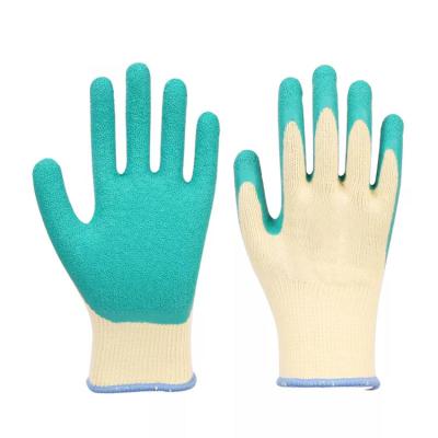 China 10Gauge 5Yarn(21S) Cotton Liner Crinkle Latex Palm Coated Gloves Latex Coated Cotton Gloves for sale