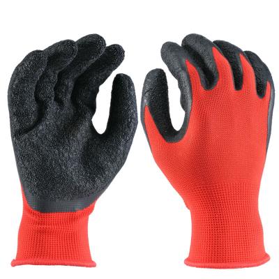 China 13Gauge Polyester Liner Crinkle Latex Coated Work Gloves Latex Dipped Gloves Latex Dipped Work Gloves for sale