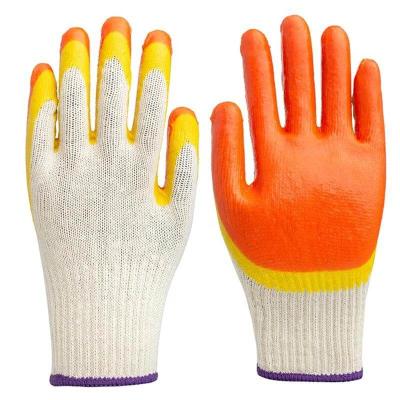 China 10Gauge 2Yarn Polycotton Liner Double Latex Rubber Coated Gloves for sale