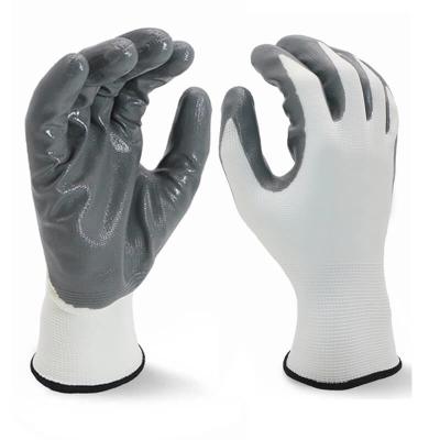 China 13Gauge Polyester Liner Nitrile Palm Coated Gloves Nitrile Dipped Gloves Nitrile Coated Work Gloves for sale