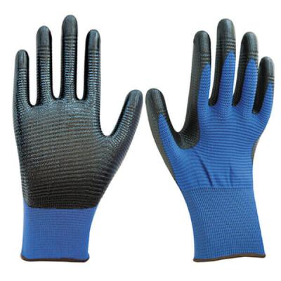 China 13Gauge U3 Zebra Polyester Liner Nitrile Work Gloves Nitrile Coated Gloves Nylon Nitrile Gloves for sale