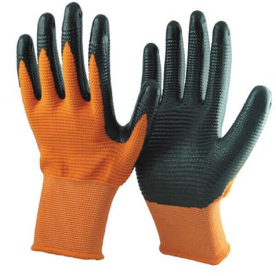 China 13Gauge U3 Zebra Polyester Liner Nitrile Palm Coated Gloves Nitrile Dipped Work Gloves for sale