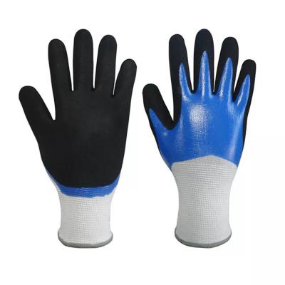China 15Gauge Polyester Liner Sandy Palm and Fully Coated Nitrile Glove waterproof work gloves oil resistant gloves for sale
