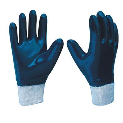 China Knit Wrist Cotton Jersey Liner Half/Fully Coated Nitrile Gloves Waterproof Work Gloves Heavy Duty Work Gloves for sale
