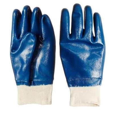 China Knit Wrist Cotton Jersey Liner Half/Fully Coated Nitrile Gloves Heavy Duty Work Gloves Industrial Work Gloves for sale