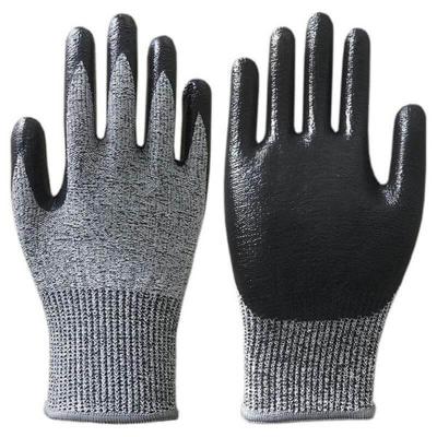 China Cut Resistant Level 5 13 Gauge UHMWPE(HPPE) Liner Nitrile Smooth Coated Cut Protection Gloves Cut Proof Work Gloves for sale