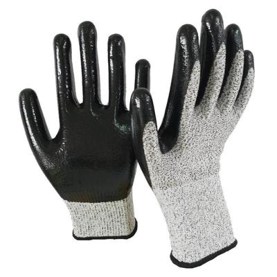 China Anti Cut Level 5 UHMWPE(HPPE) Liner Nitrile Coated Puncture Resistant Gloves anti cut gloves for sale